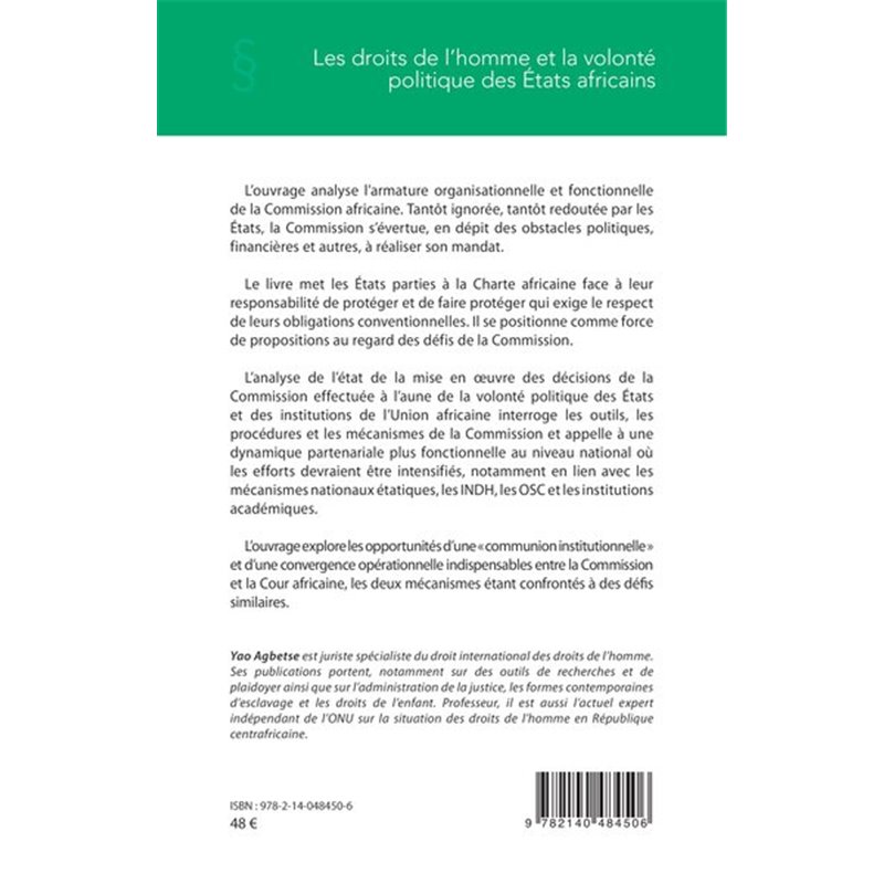 Les droits de l'homme et la volonté politique des Etats africains - Yao ... Les droits de l'homme et la volonté politique des Etats africains - Yao ...